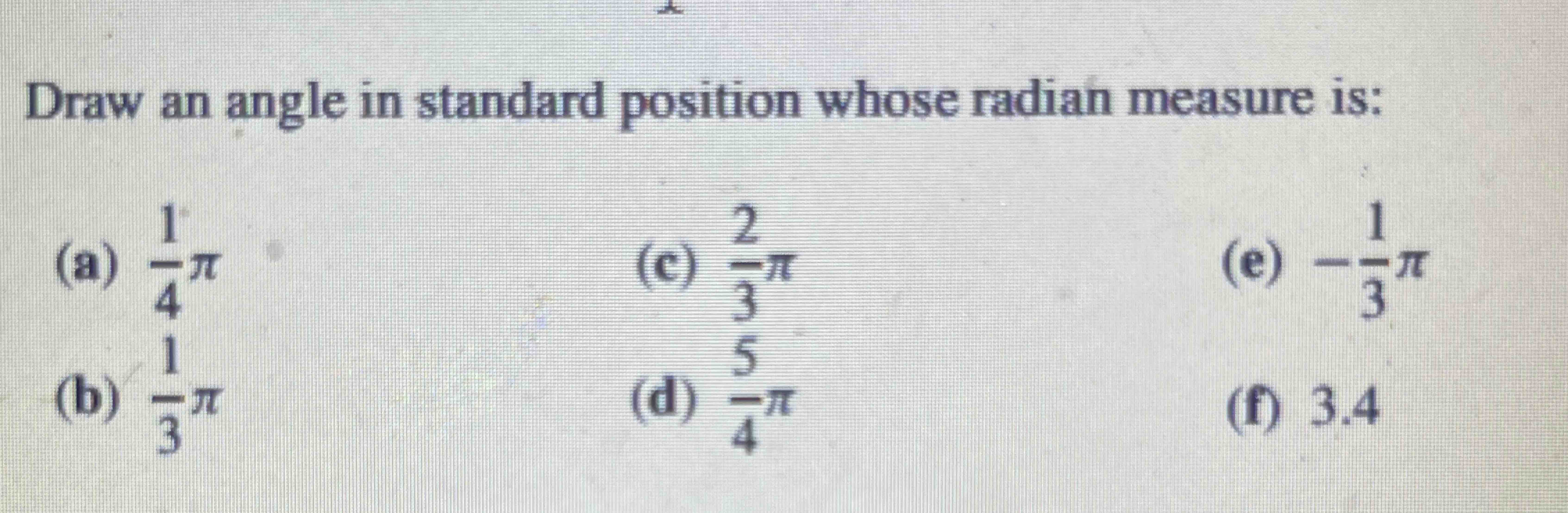 Solved Draw an angle in standard position whose radian | Chegg.com
