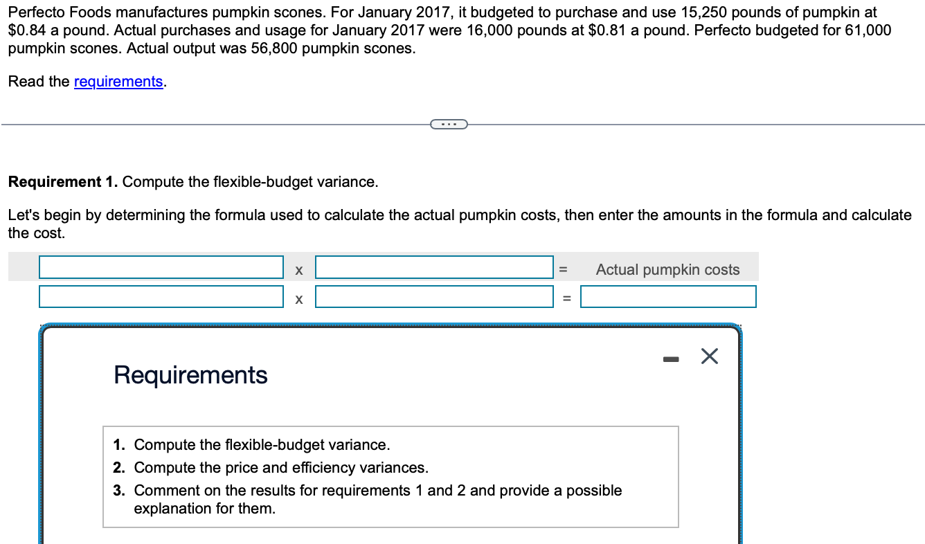 Solved Perfecto Foods manufactures pumpkin scones. For | Chegg.com