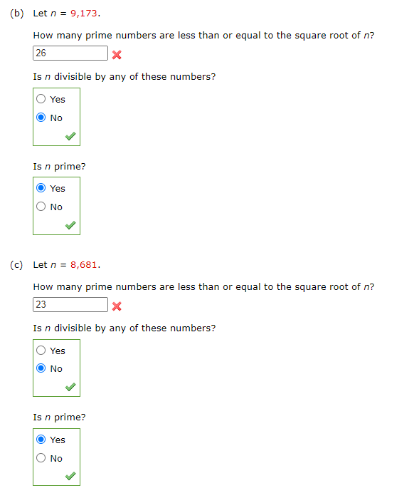 Solved (b) Let n = 9,173. How many prime numbers are less | Chegg.com