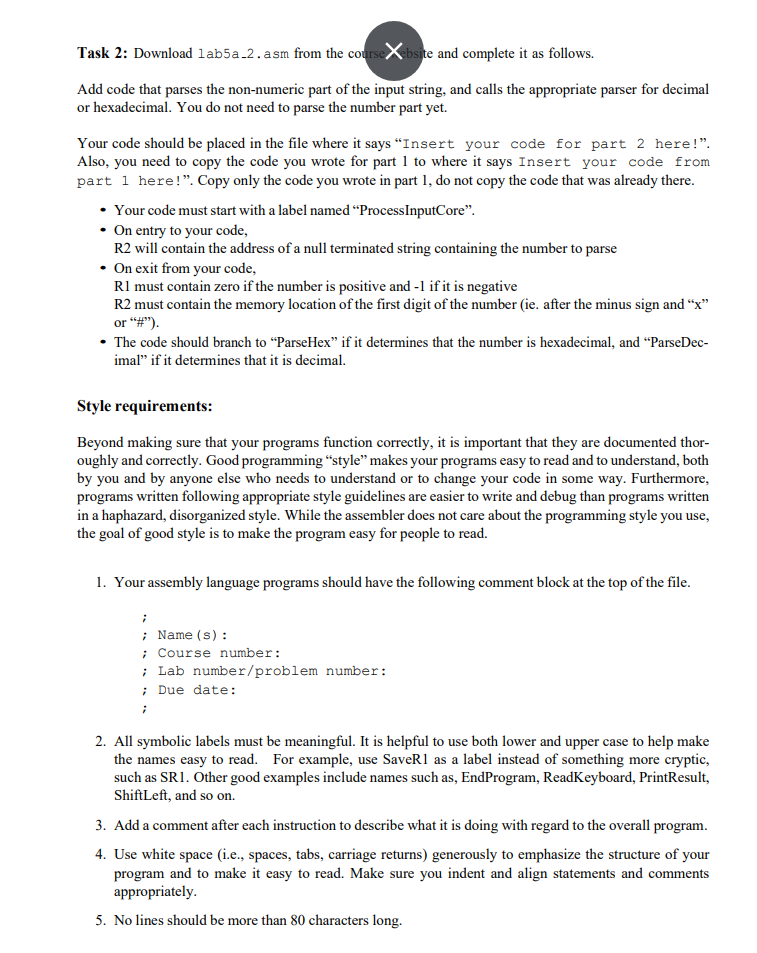 Solved Task 2: Download lab5a_2. asm from the course X bsite | Chegg.com