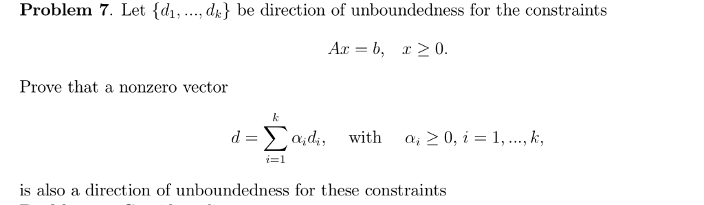 Problem 7. Let {di,., dk be direction of | Chegg.com