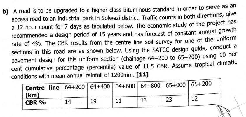 Solved b) A road is to be upgraded to a higher class | Chegg.com