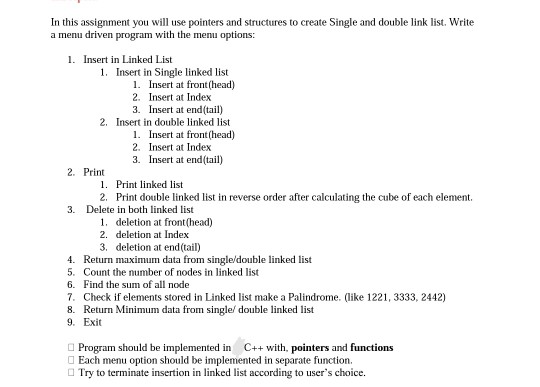 Solved In this assignment you will use pointers and | Chegg.com