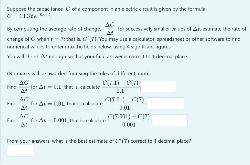 Solved Suppose the capacitance C of a component in an | Chegg.com