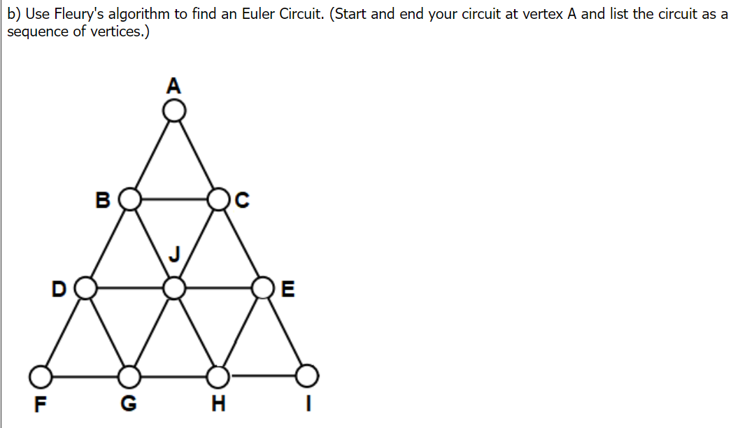 B Use Fleurys Algorithm To Find An Euler Circuit 