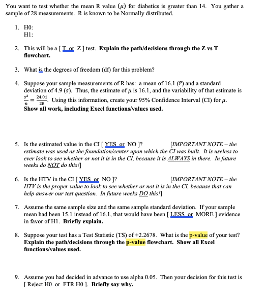 Solved You want to test whether the mean R value (u) for | Chegg.com