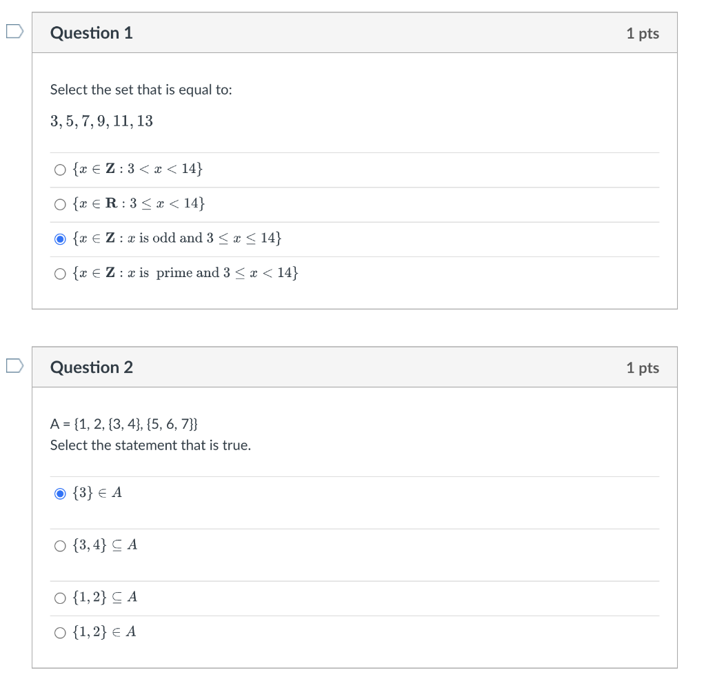 Solved Select the set that is equal to: 3,5,7,9,11,13 {x∈Z:3 | Chegg.com