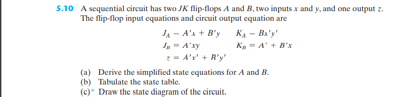 [Solved]: 5.10 A sequential circuit has two JK flip-flops