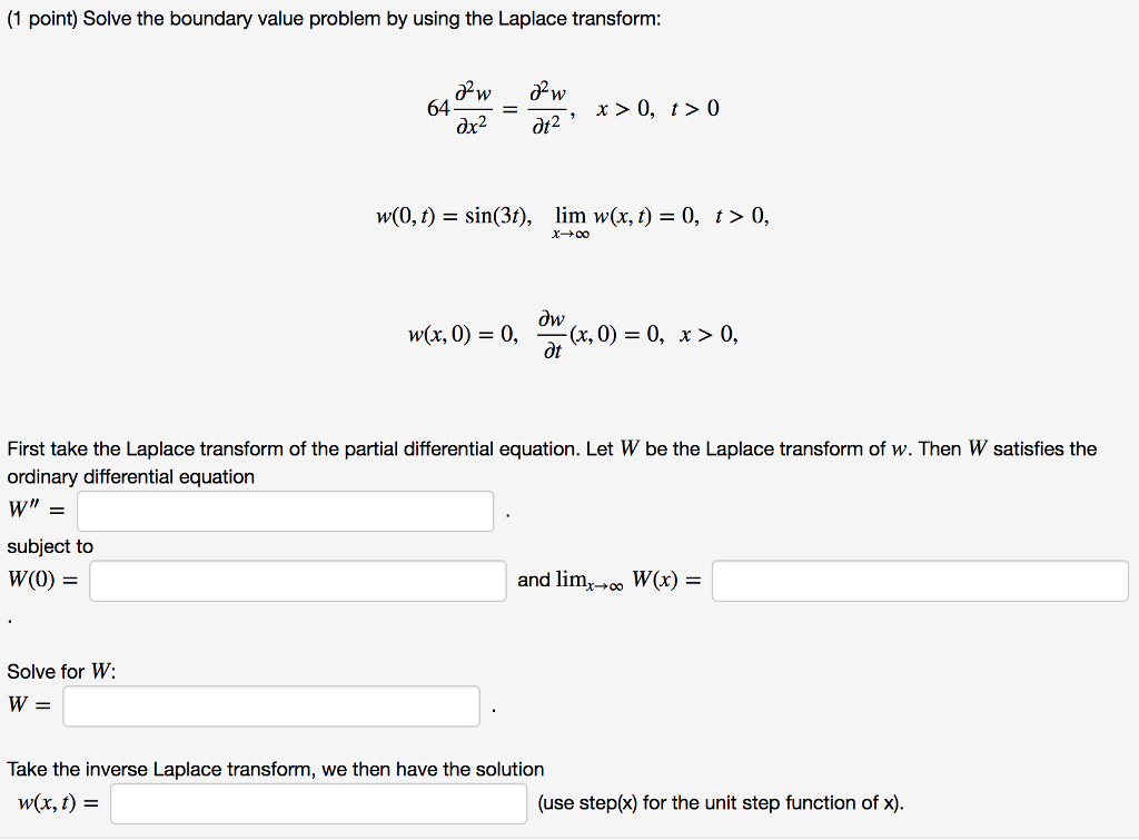 Solved (1 point) Solve the boundary value problem by using | Chegg.com