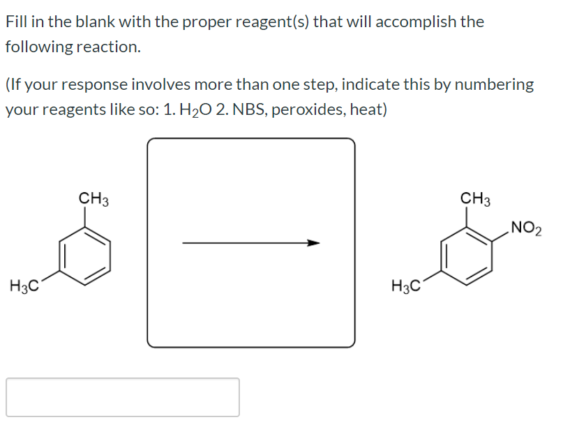 Solved Fill in the blank with the proper reagent(s) that | Chegg.com