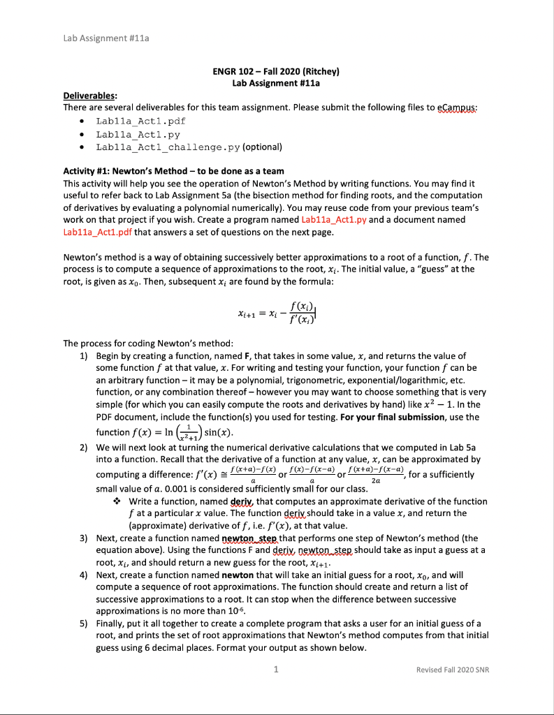 Lab Assignment #11a ENGR 102 - Fall 2020 (Ritchey) | Chegg.com
