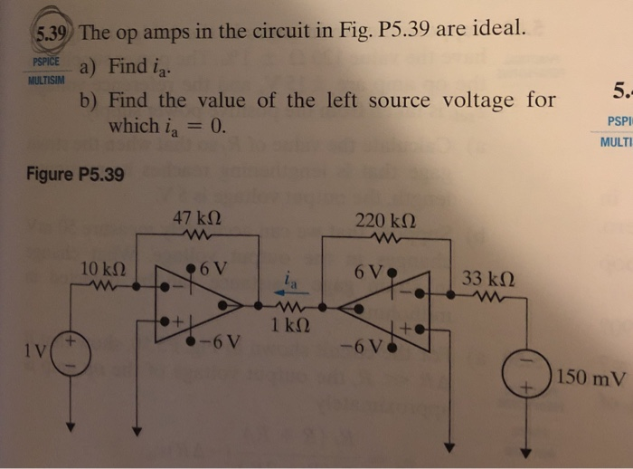 Solved MULTISIM 5.39 The op amps in the circuit in Fig. | Chegg.com