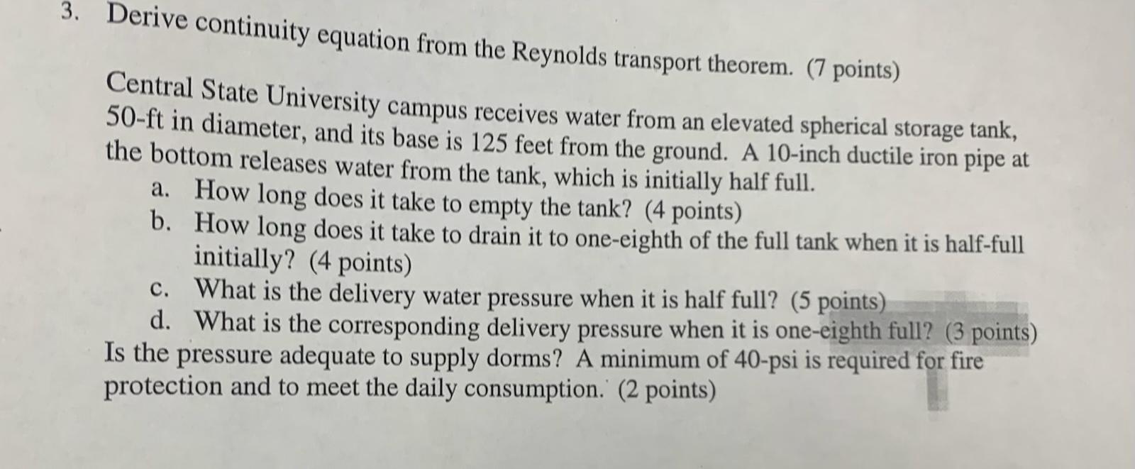 Solved Derive Continuity Equation From The Reynolds