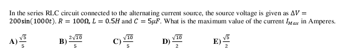 Solved In the series RLC circuit connected to the | Chegg.com
