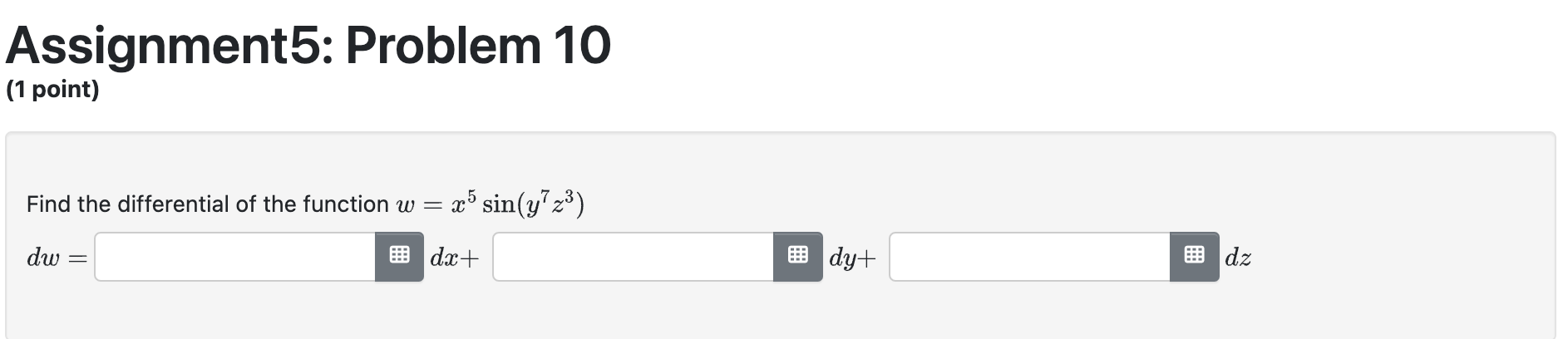 Solved Assignment5: Problem 10 (1 point) Find the | Chegg.com
