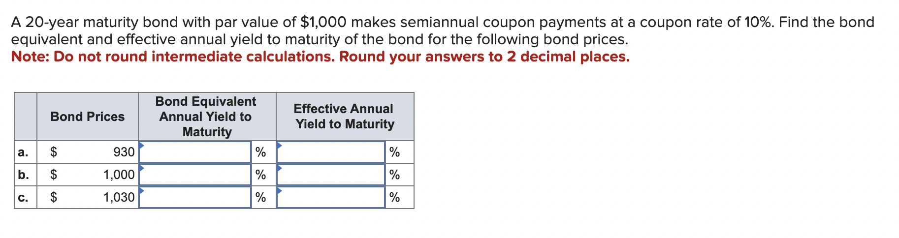 Solved A 20-year maturity bond with par value of $1,000 | Chegg.com
