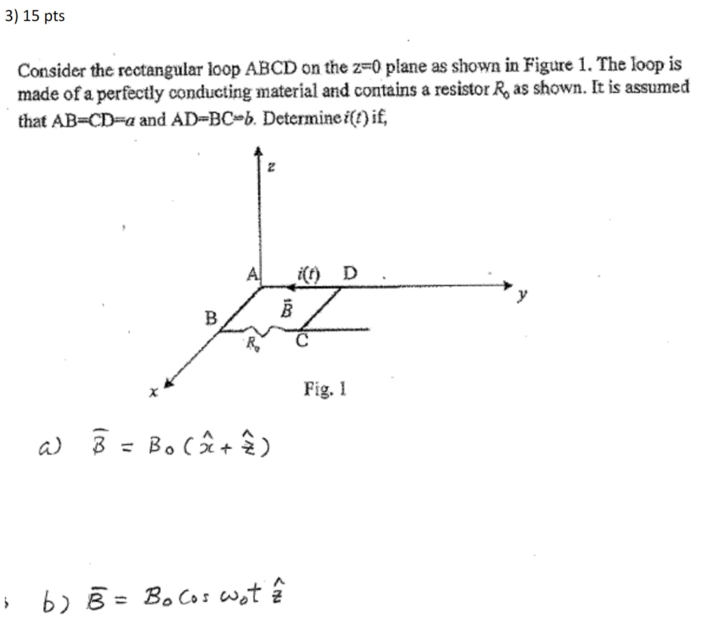 Solved 3) 15 pts Consider the rectangular loop ABCD on the | Chegg.com