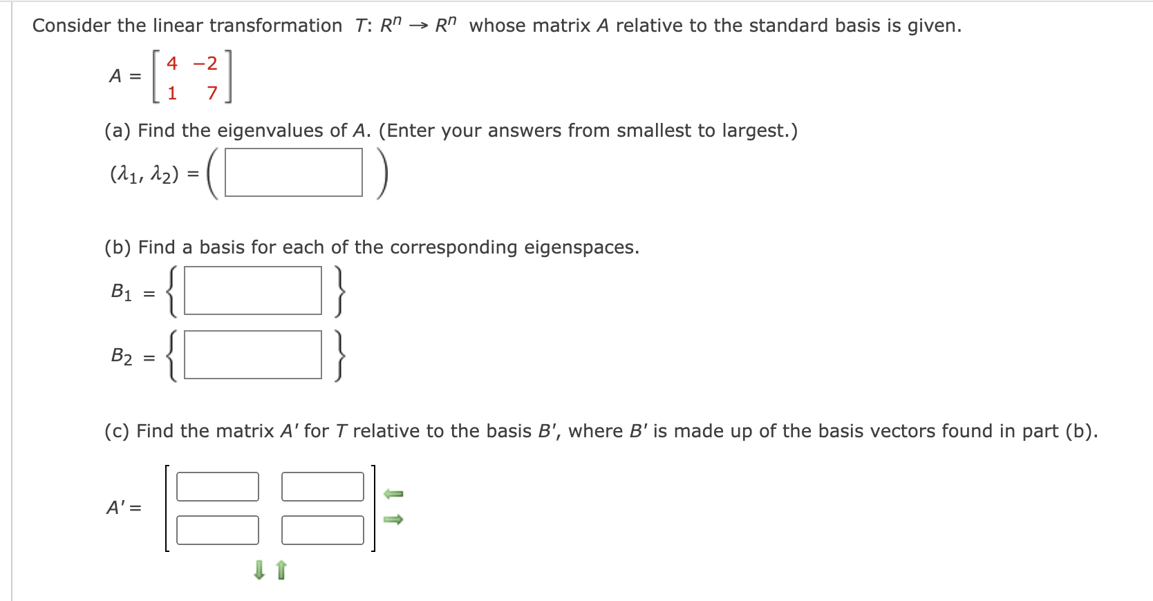 Solved sider the linear transformation T:Rn→Rn whose matrix | Chegg.com
