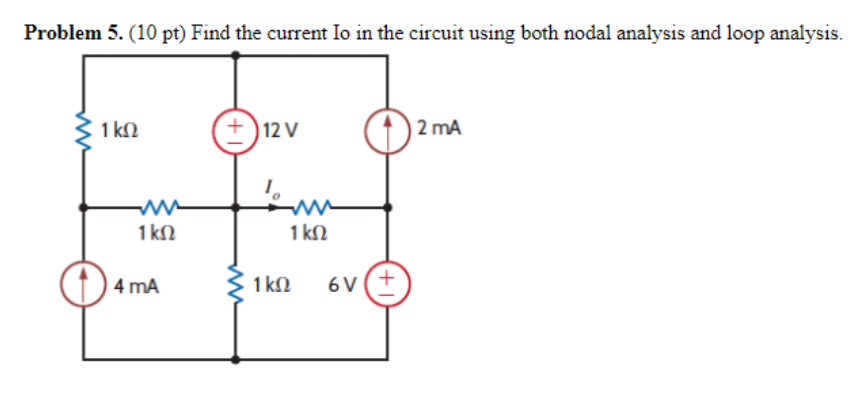 Solved Problem 5. (10 pt) Find the current Io in the circuit | Chegg.com Solved Problem 5. (10 pt) Find the current Io in the circuit | Chegg.com