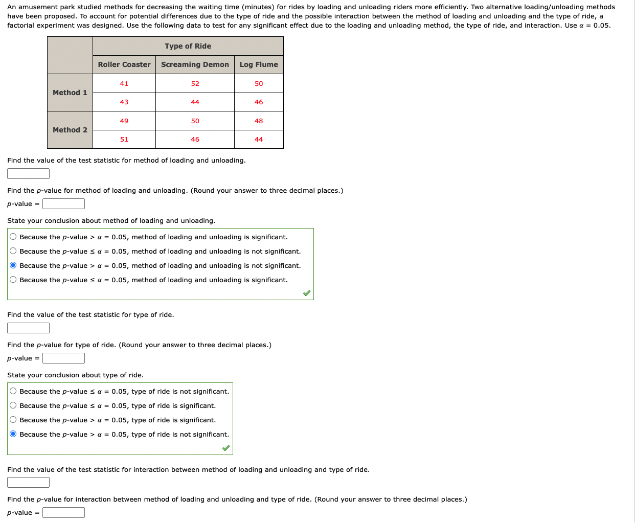 Solved An amusement park studied methods for decreasing the | Chegg.com