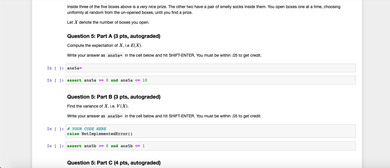 Solved Inside three of the five boxes above is a very nice | Chegg.com