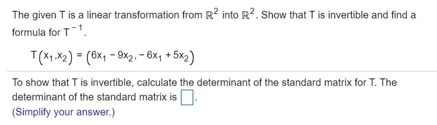 Solved The given T is a linear transformation from R2 into | Chegg.com