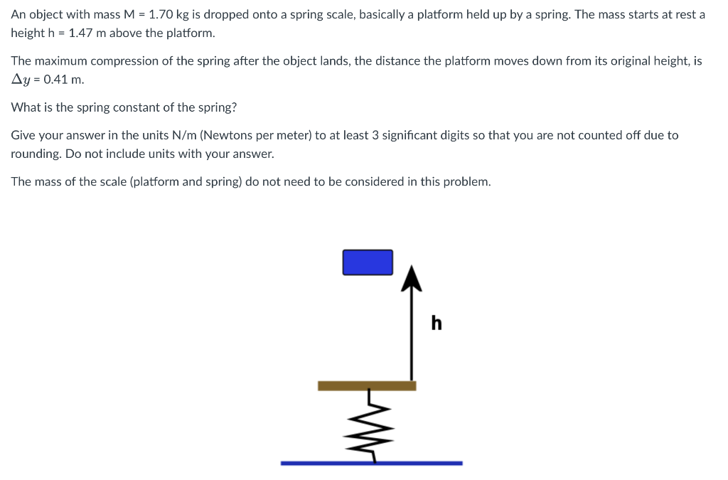 Solved An object with mass M=1.70 kg is dropped onto a | Chegg.com