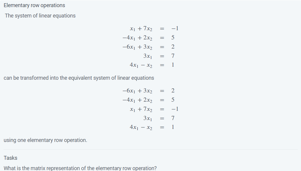 Solved Elementary row operationsThe system of linear | Chegg.com