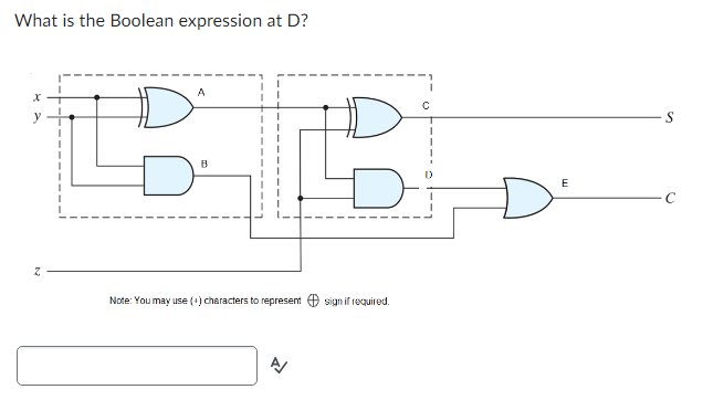Solved What is the Boolean expression at D ? Note: You may | Chegg.com