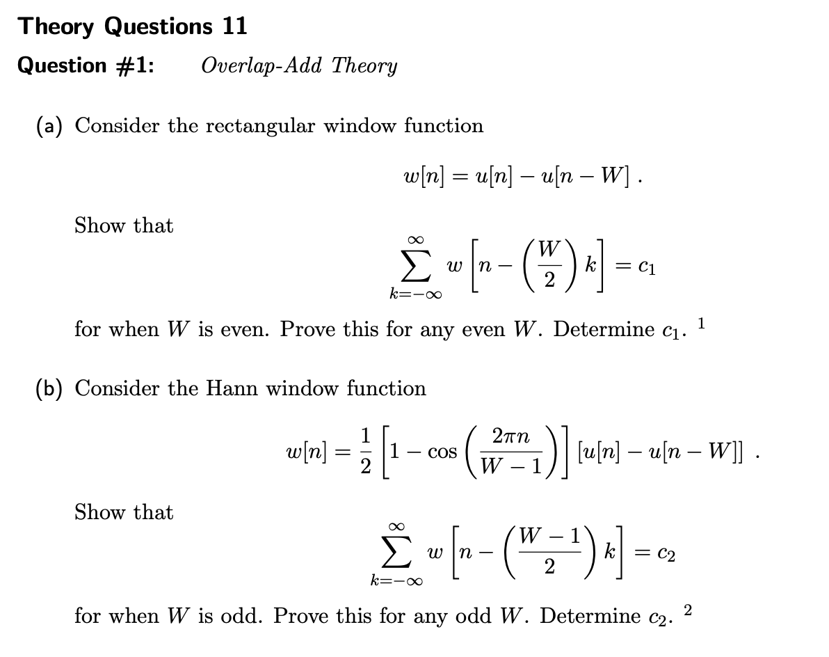 Solved Theory Questions 11 Question #1: Overlap-Add Theory | Chegg.com