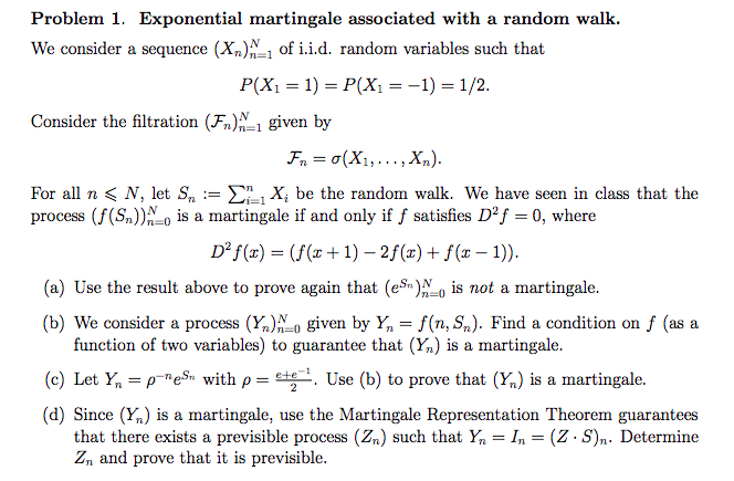 Problem 1. Exponential martingale associated with a | Chegg.com