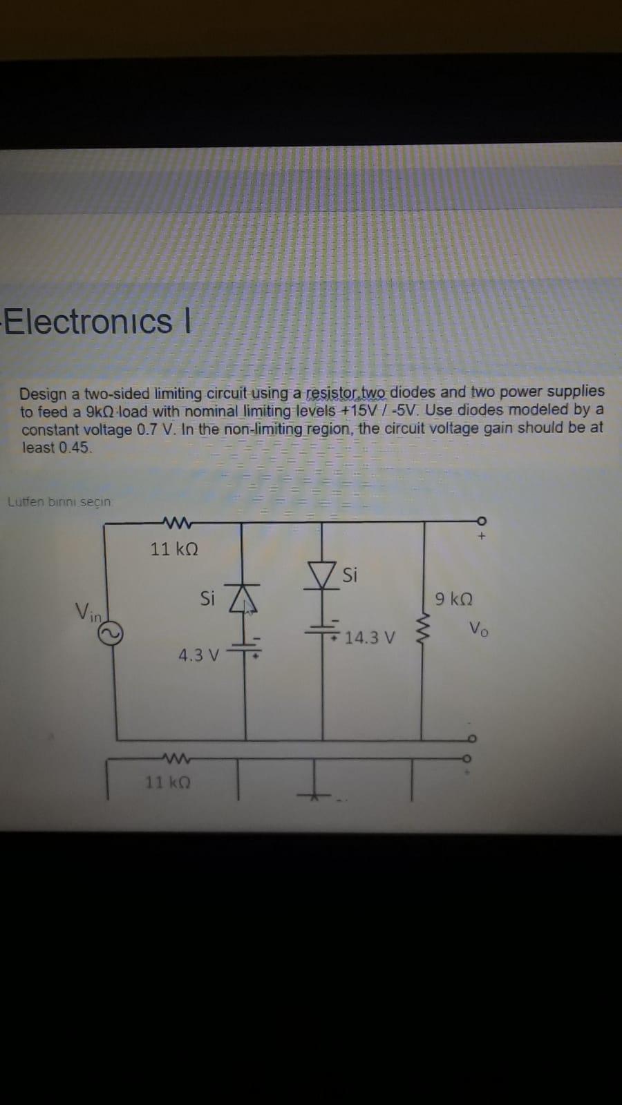 Solved -Electronics | Design a two-sided limiting circuit | Chegg.com