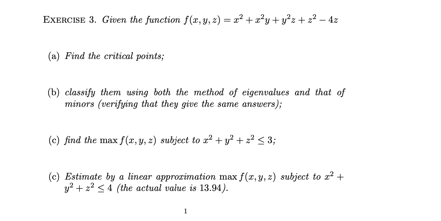 Solved EXERCISE 3. Given the function | Chegg.com