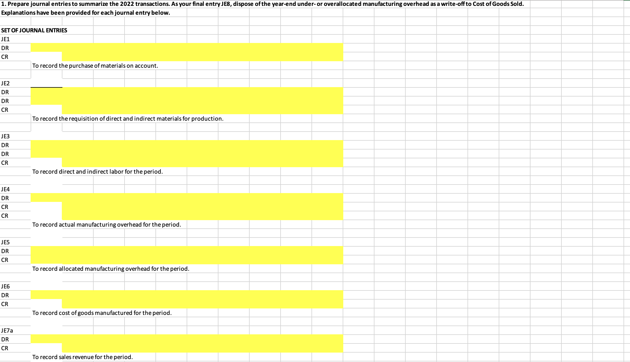 Solved PR \#4 JOB COSTING, JOURNAL ENTRIES INSTRUCTIONS | Chegg.com