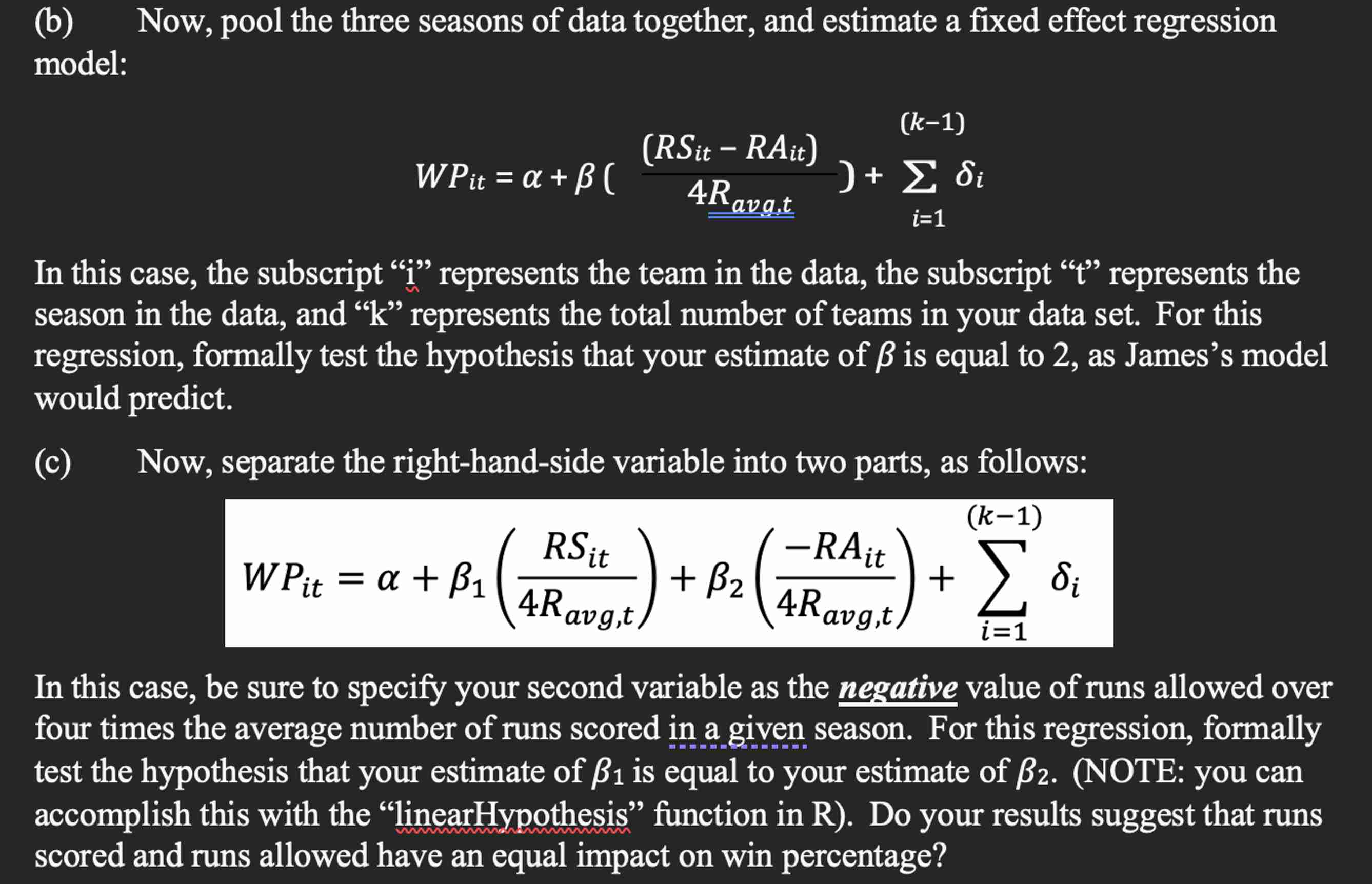 Solved (b) ﻿Now, pool the three seasons of data together, | Chegg.com
