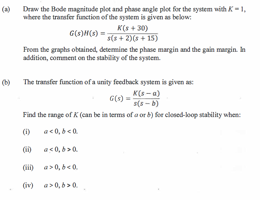 Solved Draw the Bode magnitude plot and phase angle plot for | Chegg.com