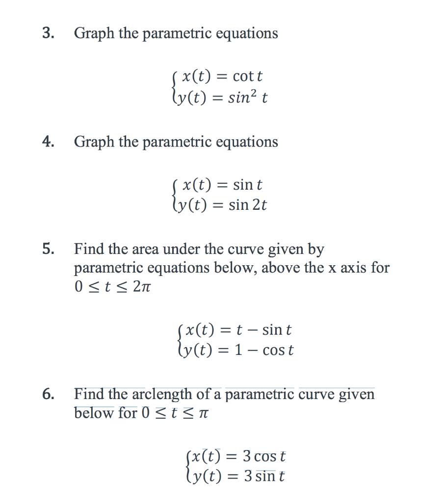 Solved 3. Graph the parametric equations (x(t) = cott ly(t) | Chegg.com