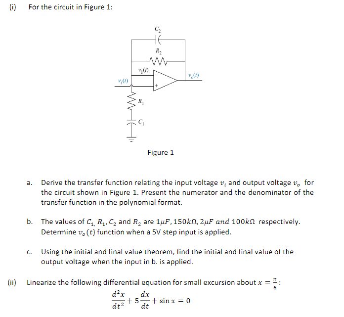 Solved (i) For the circuit in Figure 1 : Figure 1 a. Derive | Chegg.com