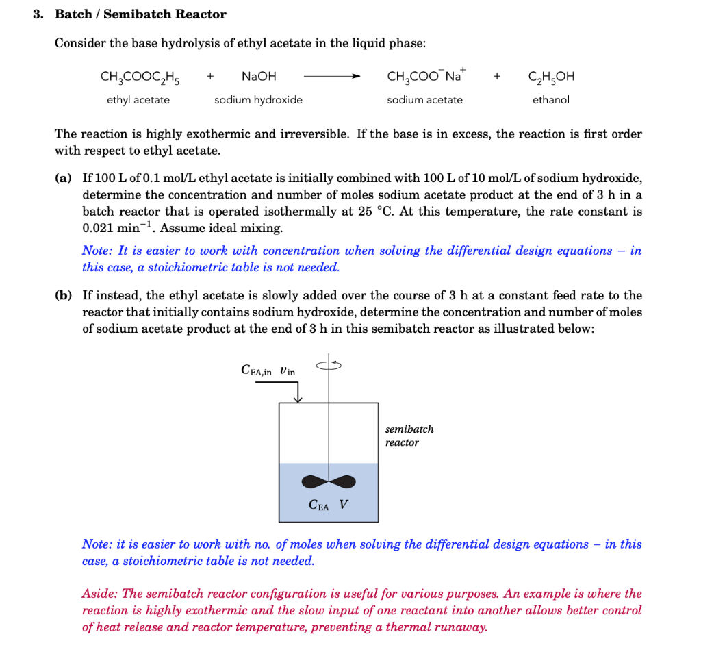 3. Batch/Semibatch Reactor Consider the base | Chegg.com