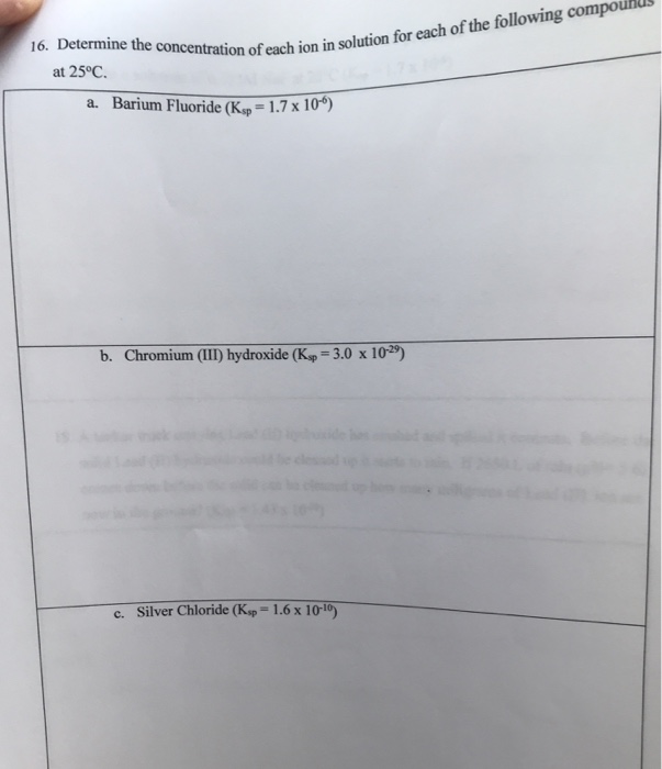 Solved determine the concentration of each ion in solution | Chegg.com