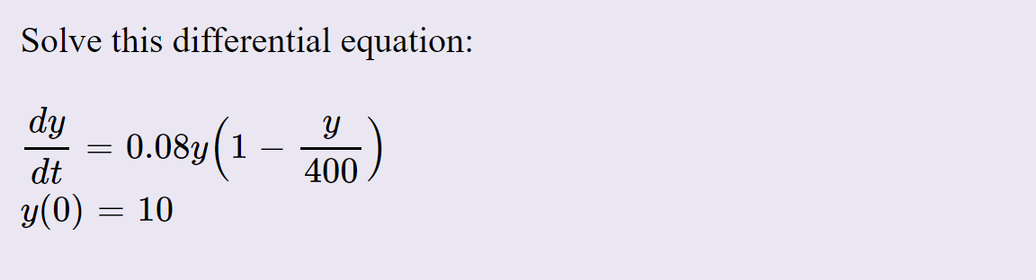 Solved Solve this differential equation: = dy dt y(0) | Chegg.com