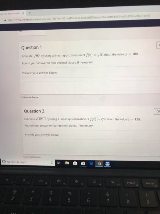Solved Linear Approsimat+ knewton.com/learn/course/7afe | Chegg.com