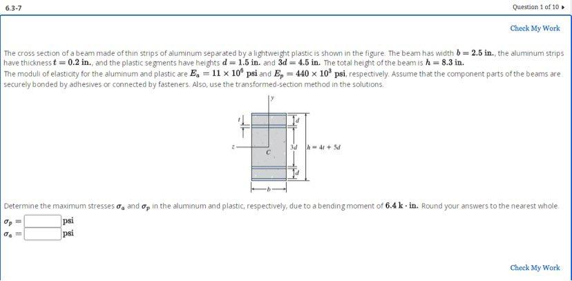 Solved 6.3-7 Question 1 of 10 Check My Work The cross | Chegg.com