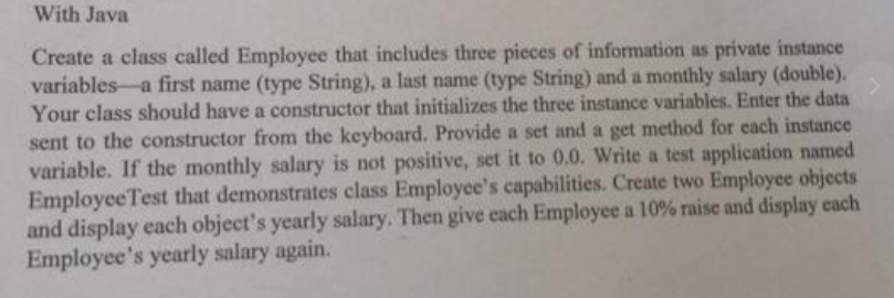 Solved Create a class called Employee that includes three | Chegg.com
