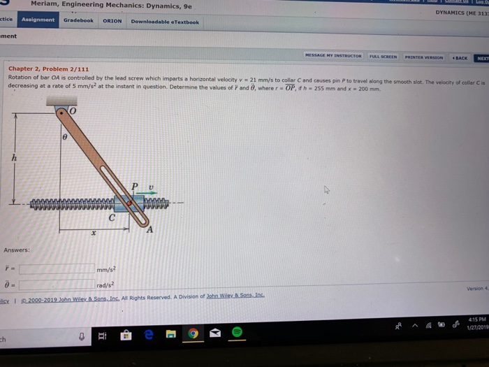 Solved SMeriam, Engineering Mechanics: Dynamics, 9e DYNAMICS | Chegg.com