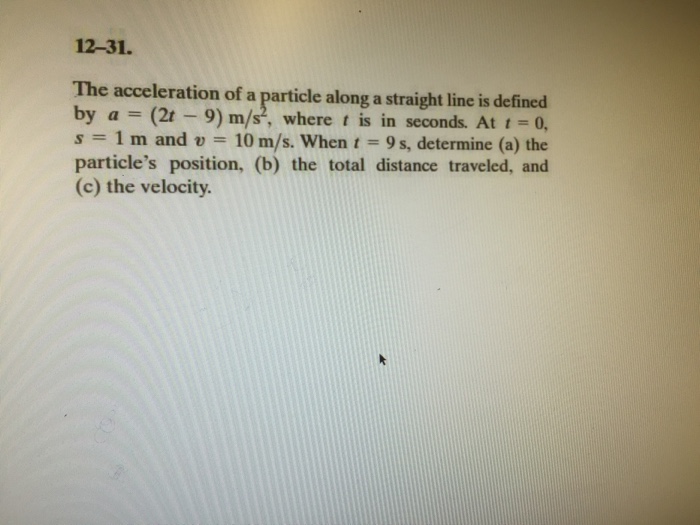 Solved 12-31. The acceleration of a particle along a | Chegg.com