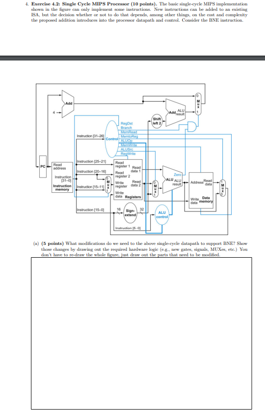 Solved 4. Exercise 4.2: Single Cycle MIPS Processor (10 | Chegg.com