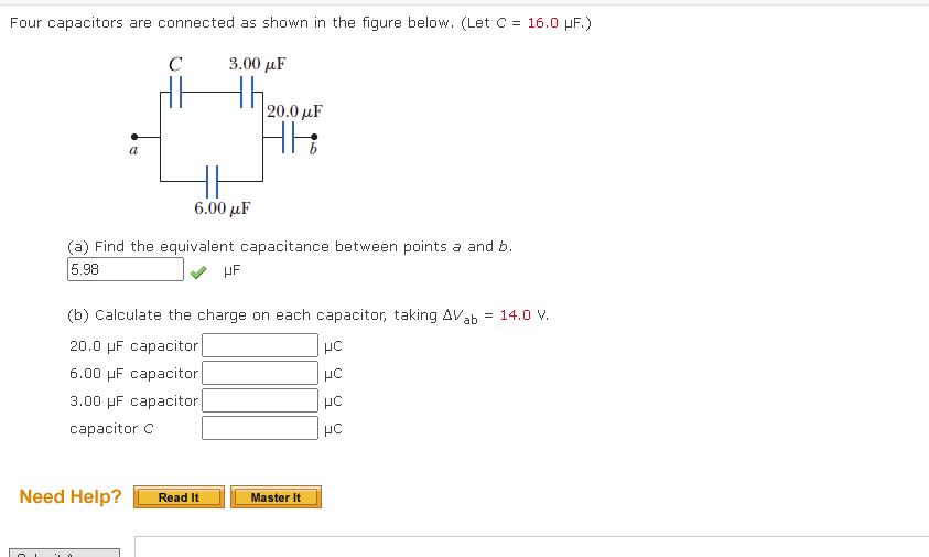 Solved Four capacitors are connected as shown in the figure | Chegg.com