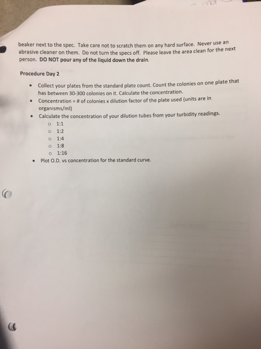 Experiment 14 Enumeration of Bacteria: Standard Plate | Chegg.com