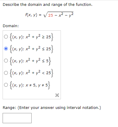 Solved Describe the domain and range of the function. | Chegg.com